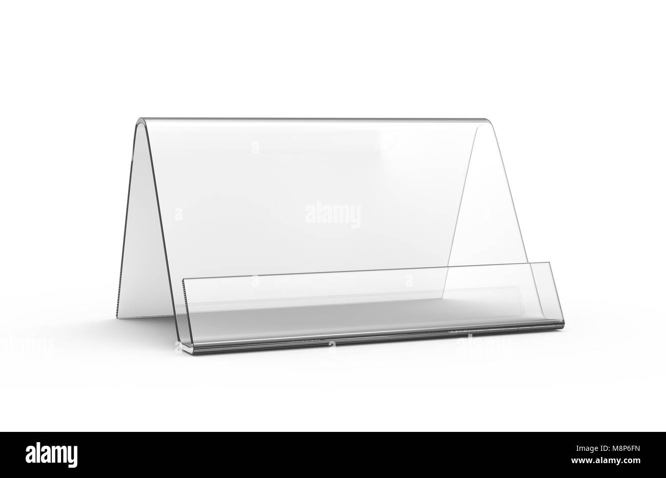 Acrylic stand mockup, 3d render transparent table stand, triangle shape ...