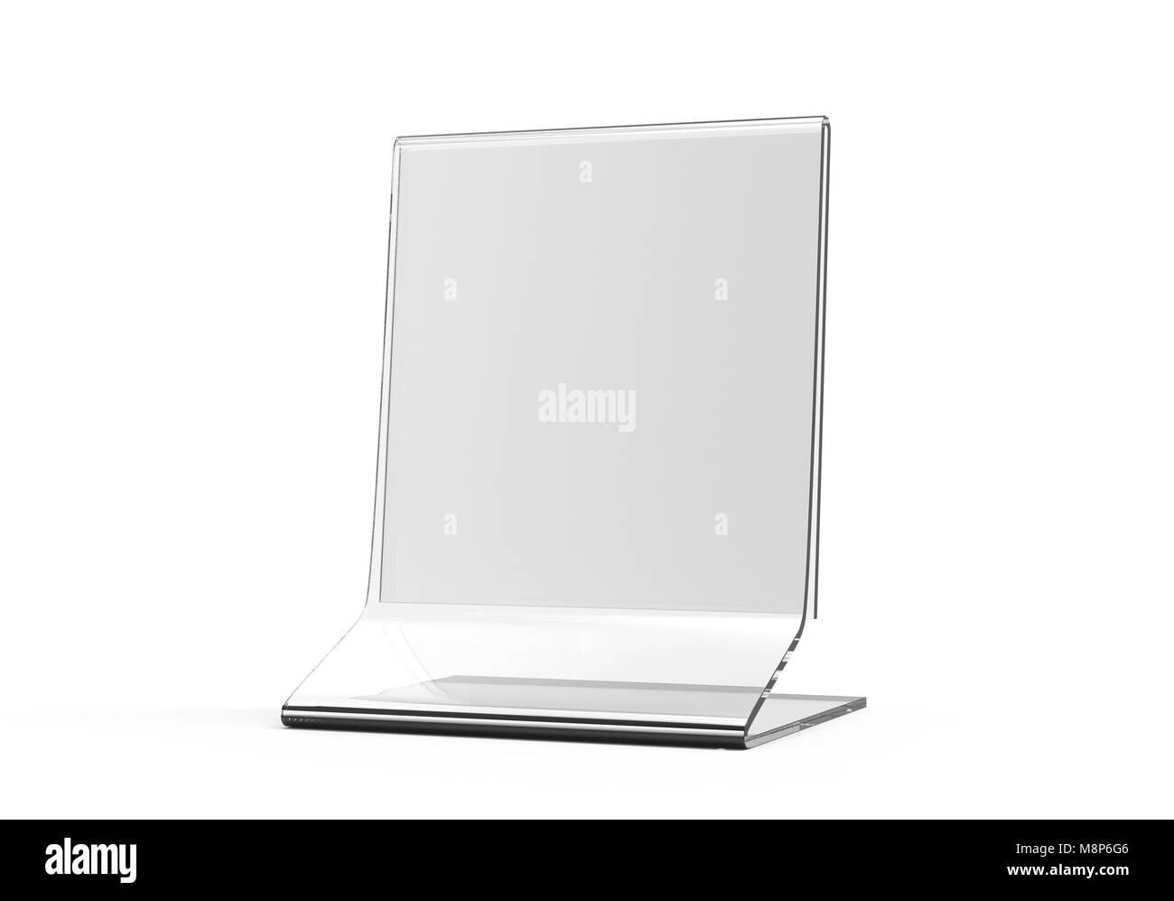 Acrylic stand mockup, 3d render transparent table stand for restaurant ...