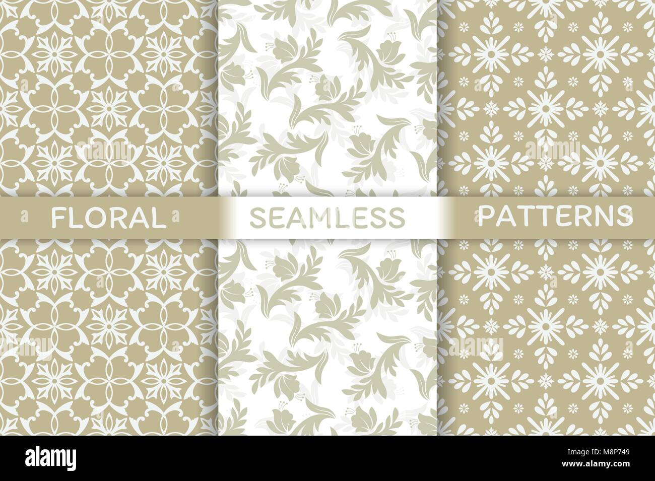 Vector seamless pattern. Set of luxury elegant floral textures ...