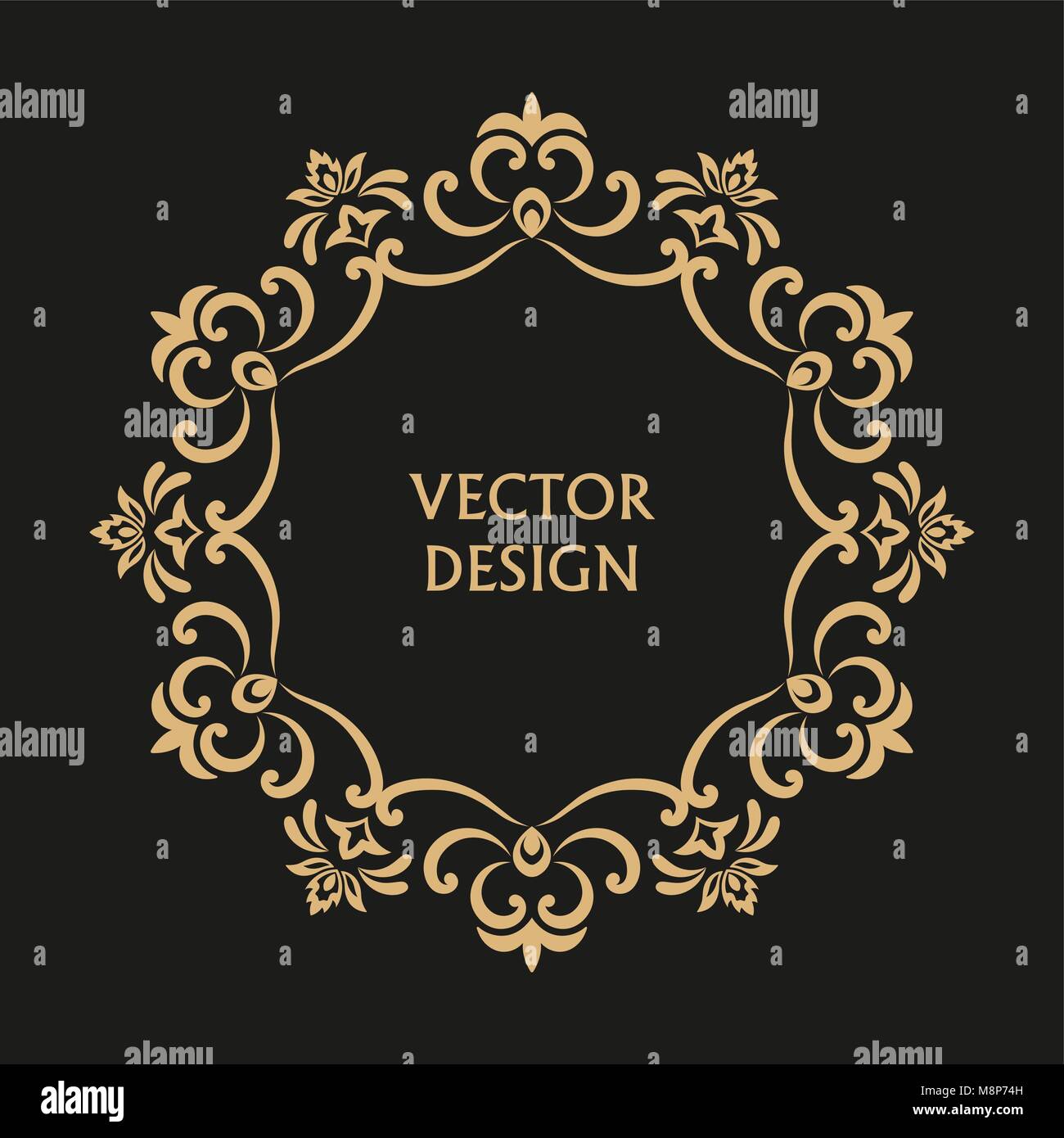 Circular baroque pattern. Round floral ornament. Vintage frame ...