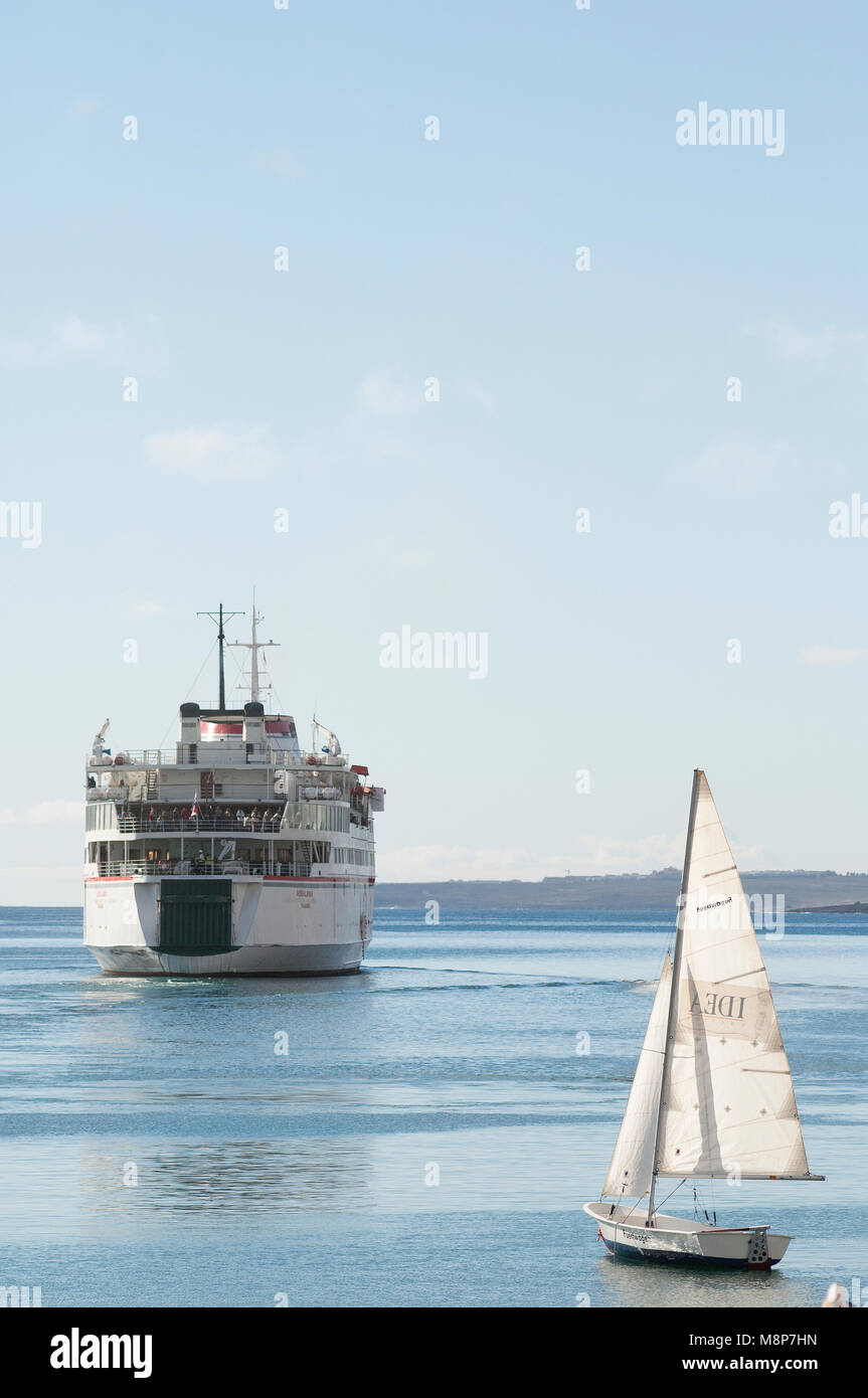 Sailing boats and ferry Stock Photo - Alamy