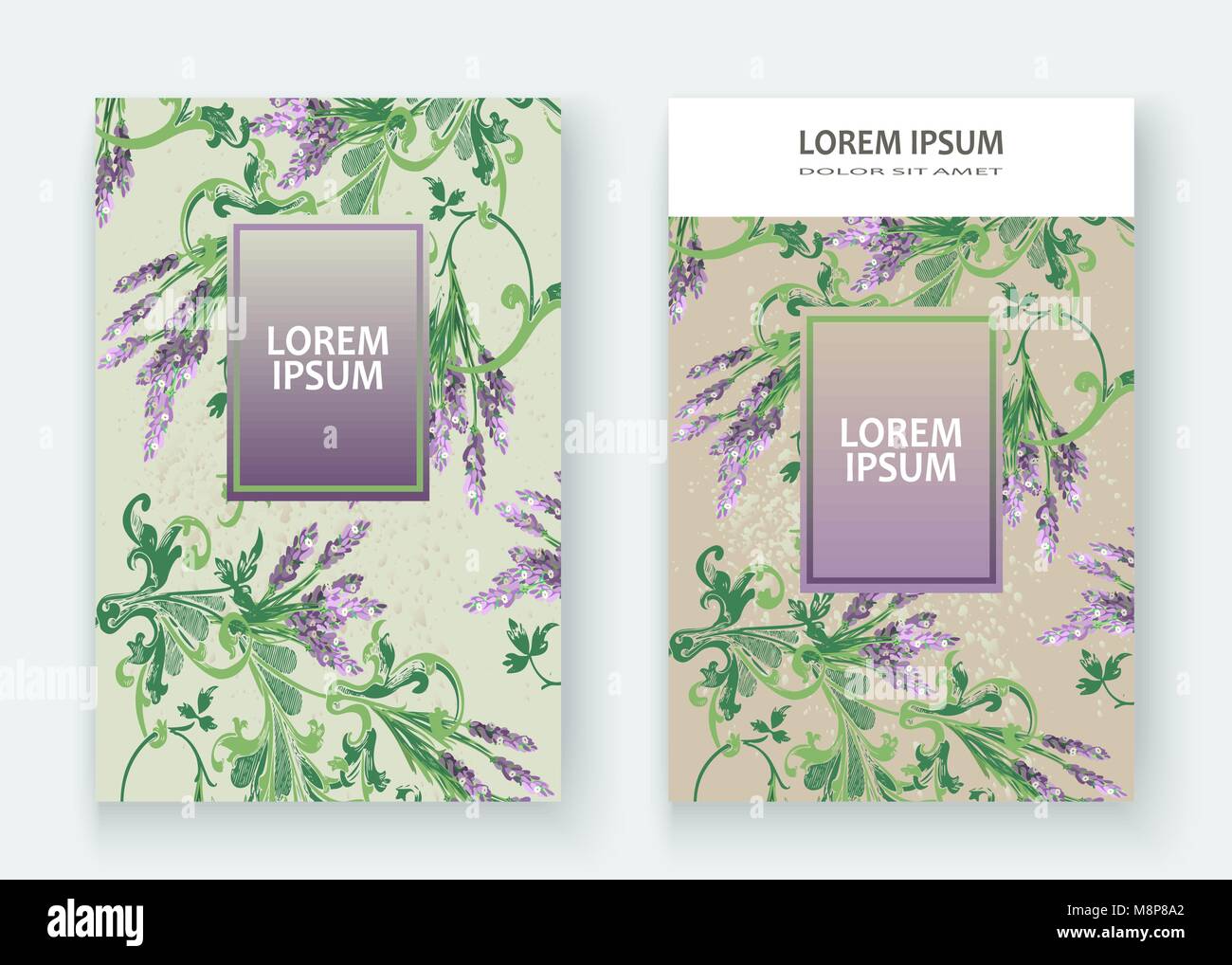 Lavender floral pattern cover design. Hand drawn creative flower ...
