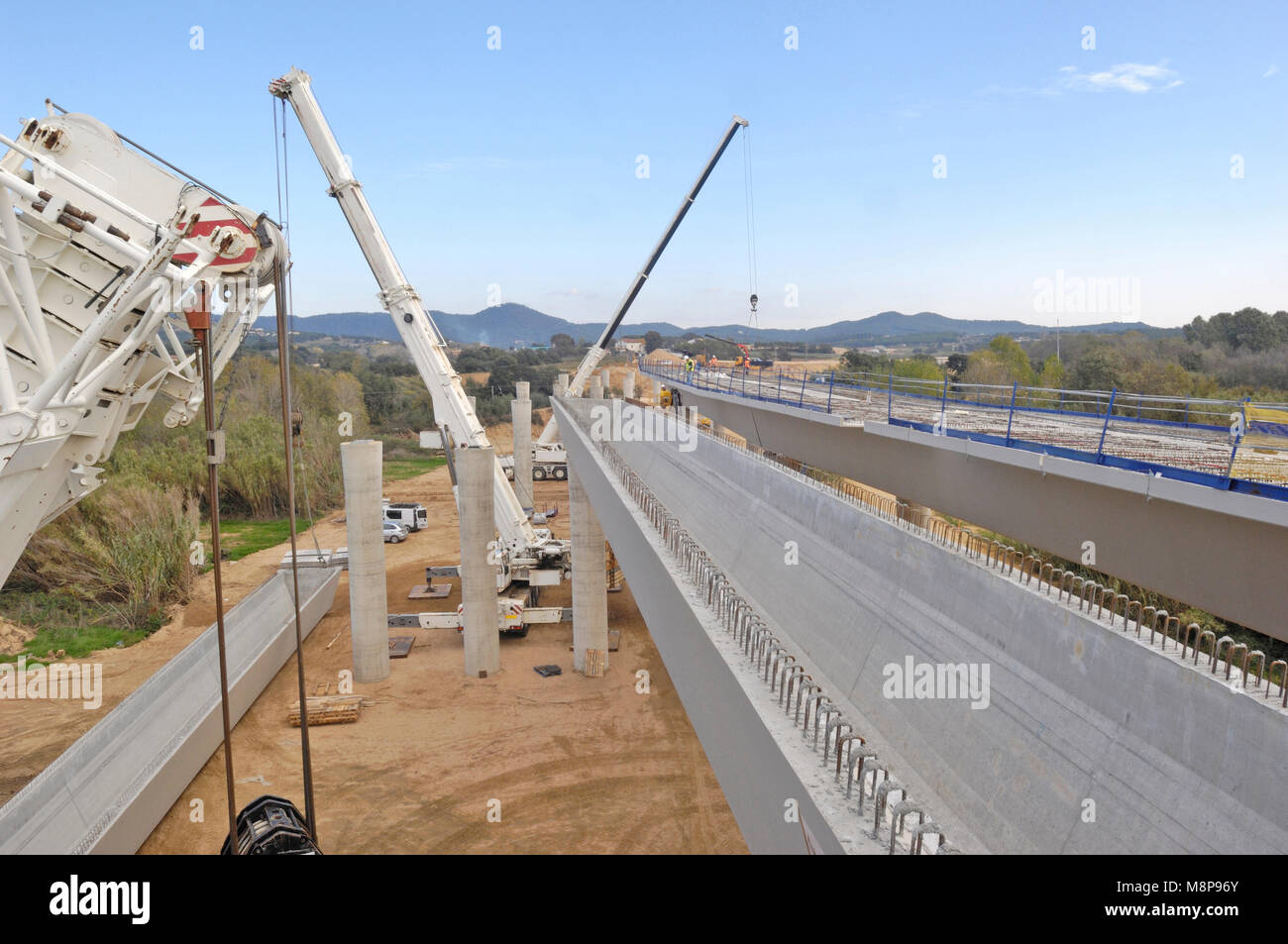 construction of a bridge on the highway Stock Photo - Alamy