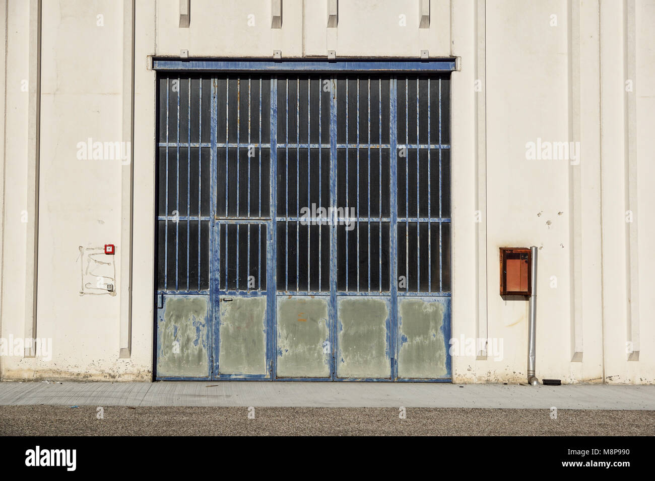 Cargo gate of Industrial warehouse. Industrial door. View on the one ...