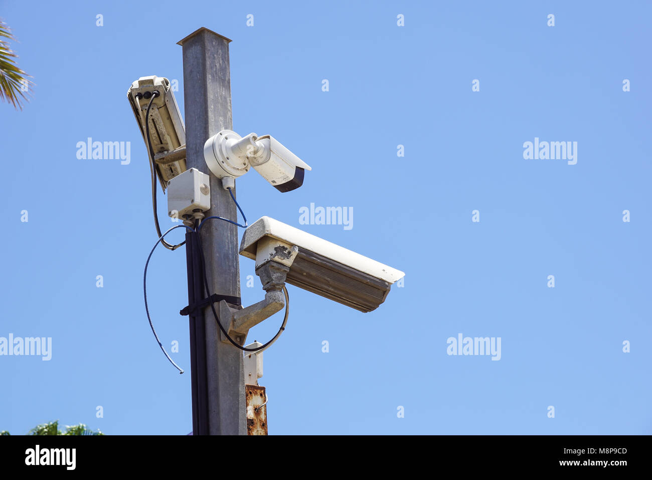 CCTV camera. Security camera on the wall. Private property protection ...