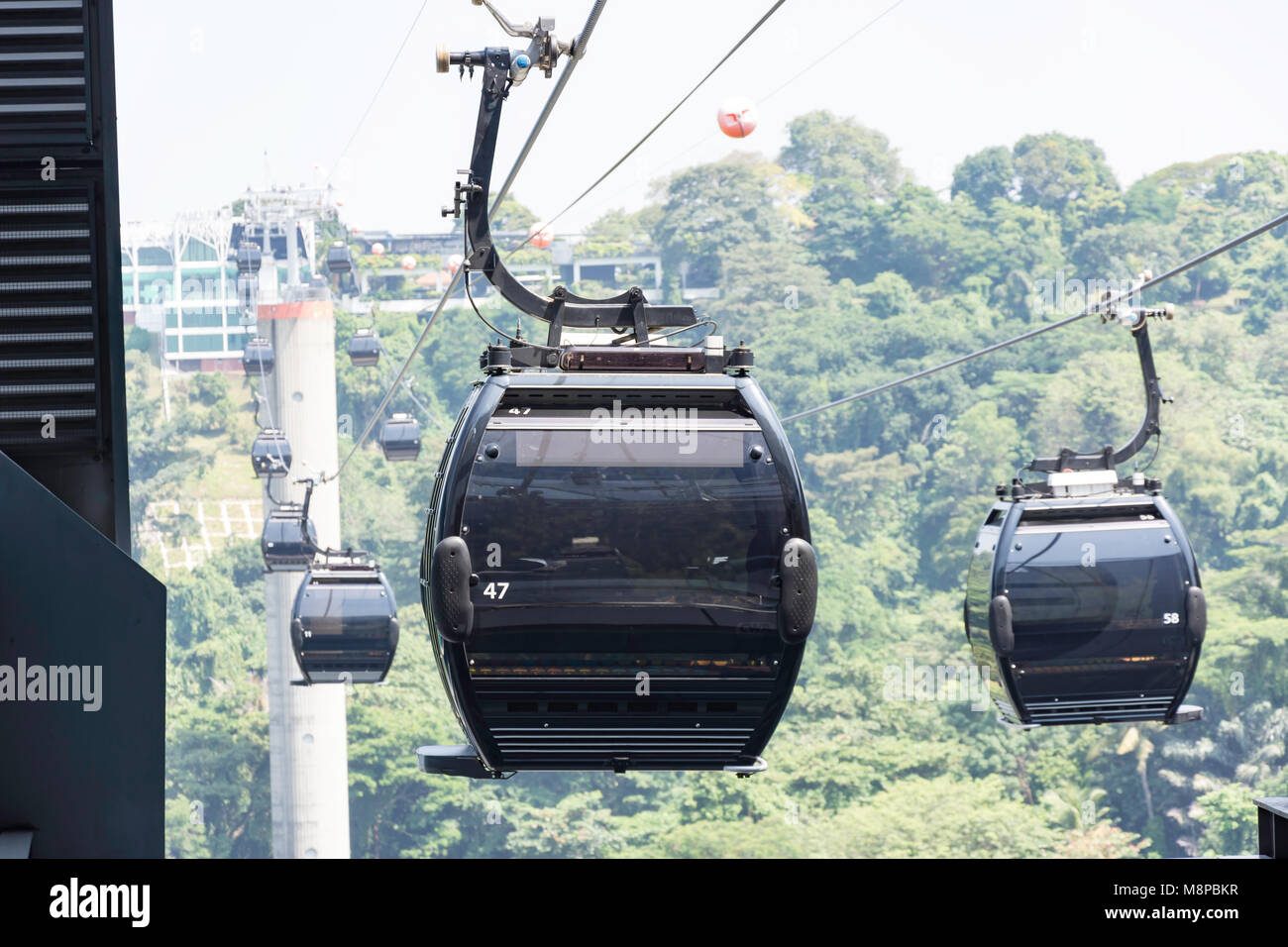 Singapore cable car to sentosa island harbourfront central area hi-res ...