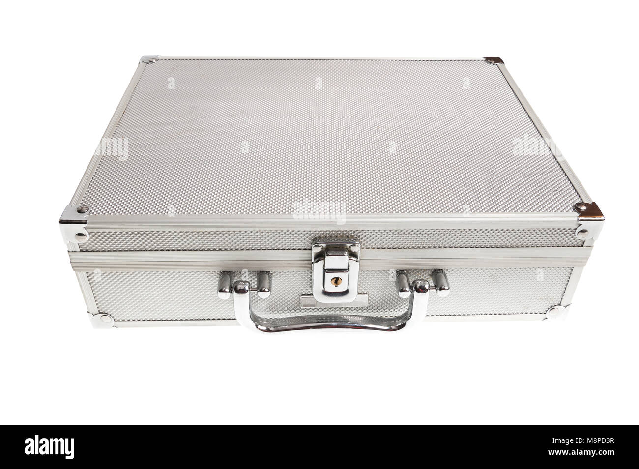 gray Aluminum case with conventional lock Stock Photo - Alamy