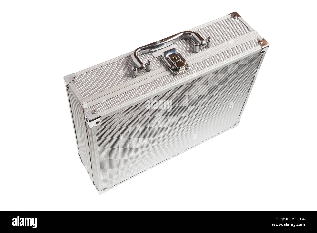 gray Aluminum case with conventional lock Stock Photo - Alamy