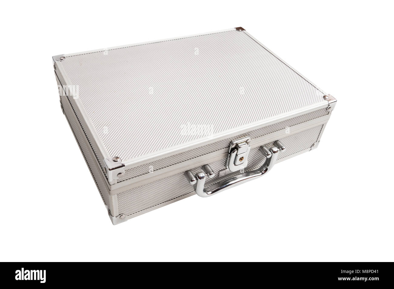 gray Aluminum case with conventional lock Stock Photo - Alamy