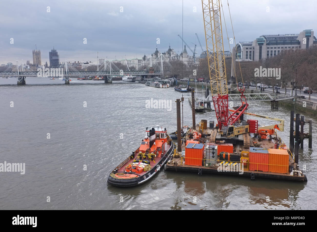 Construction crane on barge construction hi-res stock photography and ...