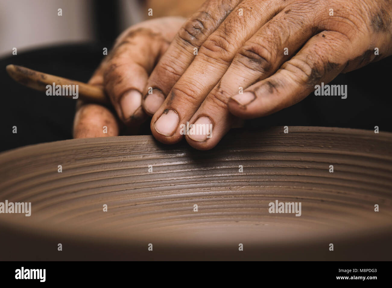 Closeup detail of spinning wheel from the pottery workshop Stock Photo ...