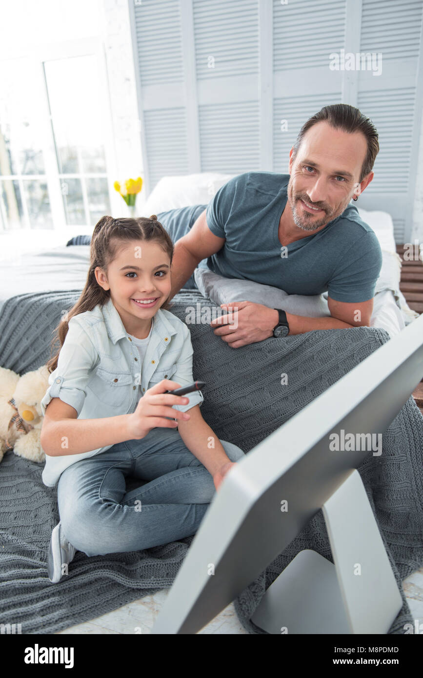 Positive nice father daughter hi-res stock photography and images - Alamy