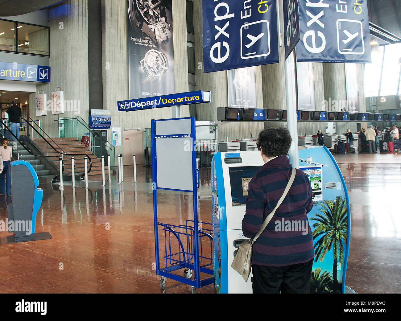 Express check-in, Nice airport, Cote d'Azur , France Stock Photo - Alamy