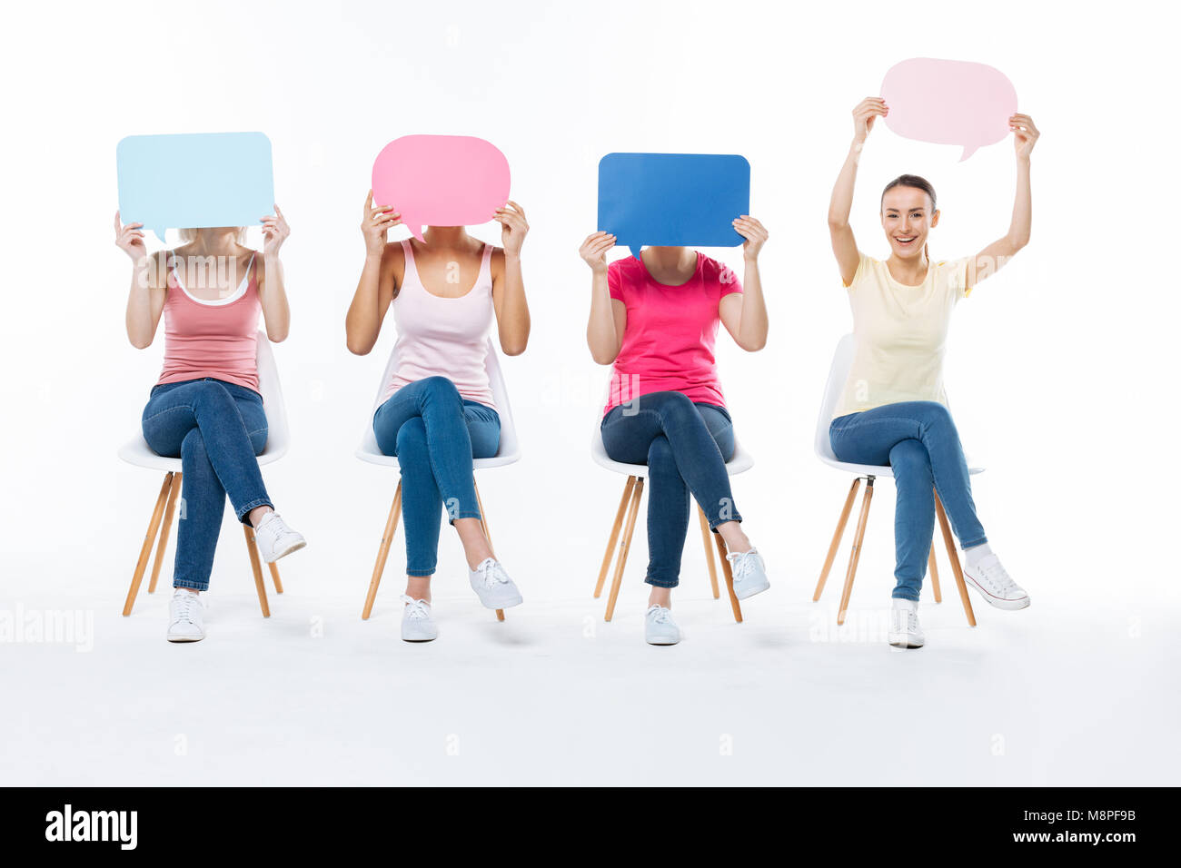 Positive cheerful woman smiling Stock Photo - Alamy