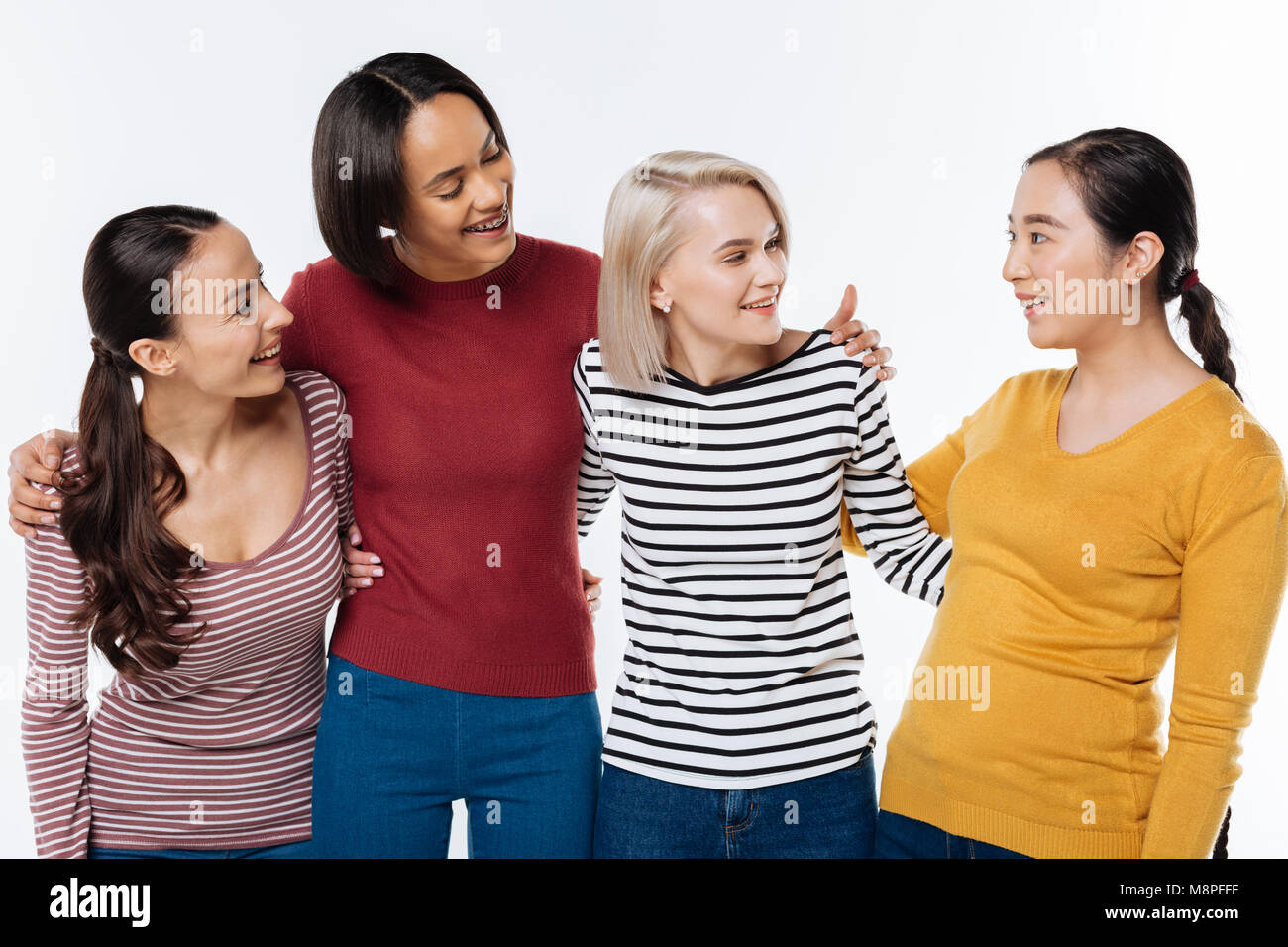 Nice joyful women enjoying their time Stock Photo - Alamy