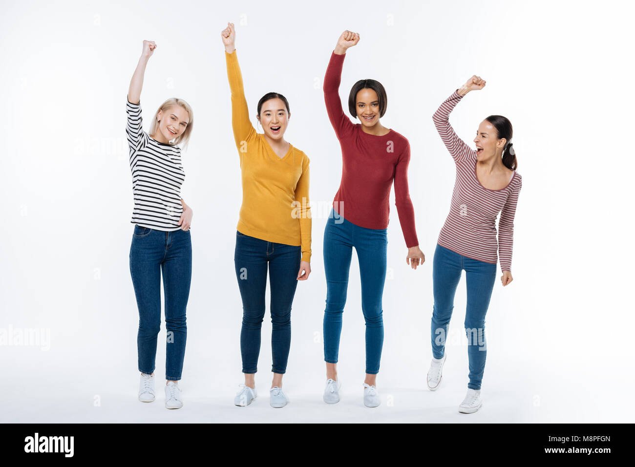 Joyful attractive women saying yes Stock Photo - Alamy