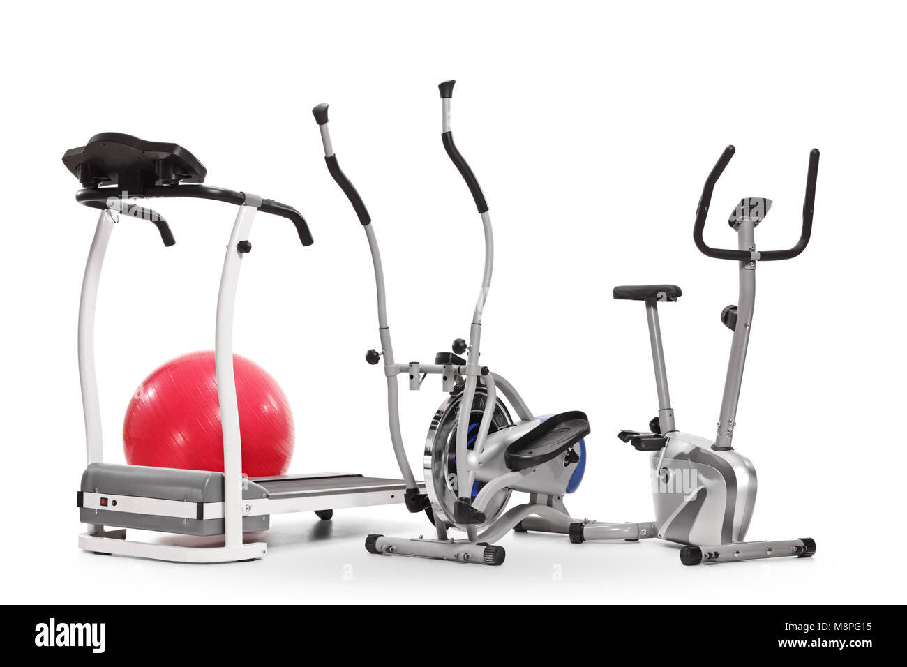 Exercise machines isolated on white background Stock Photo - Alamy