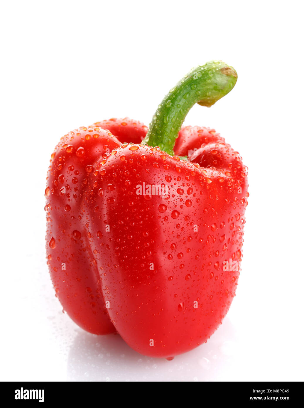 Food, vegetable and nutrition concept - red pepper with dew drops ...