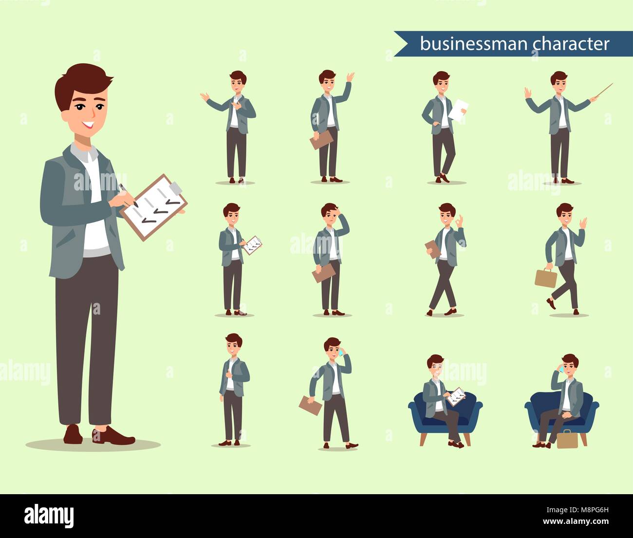 Businessman character set. Animate character. Male personage ...
