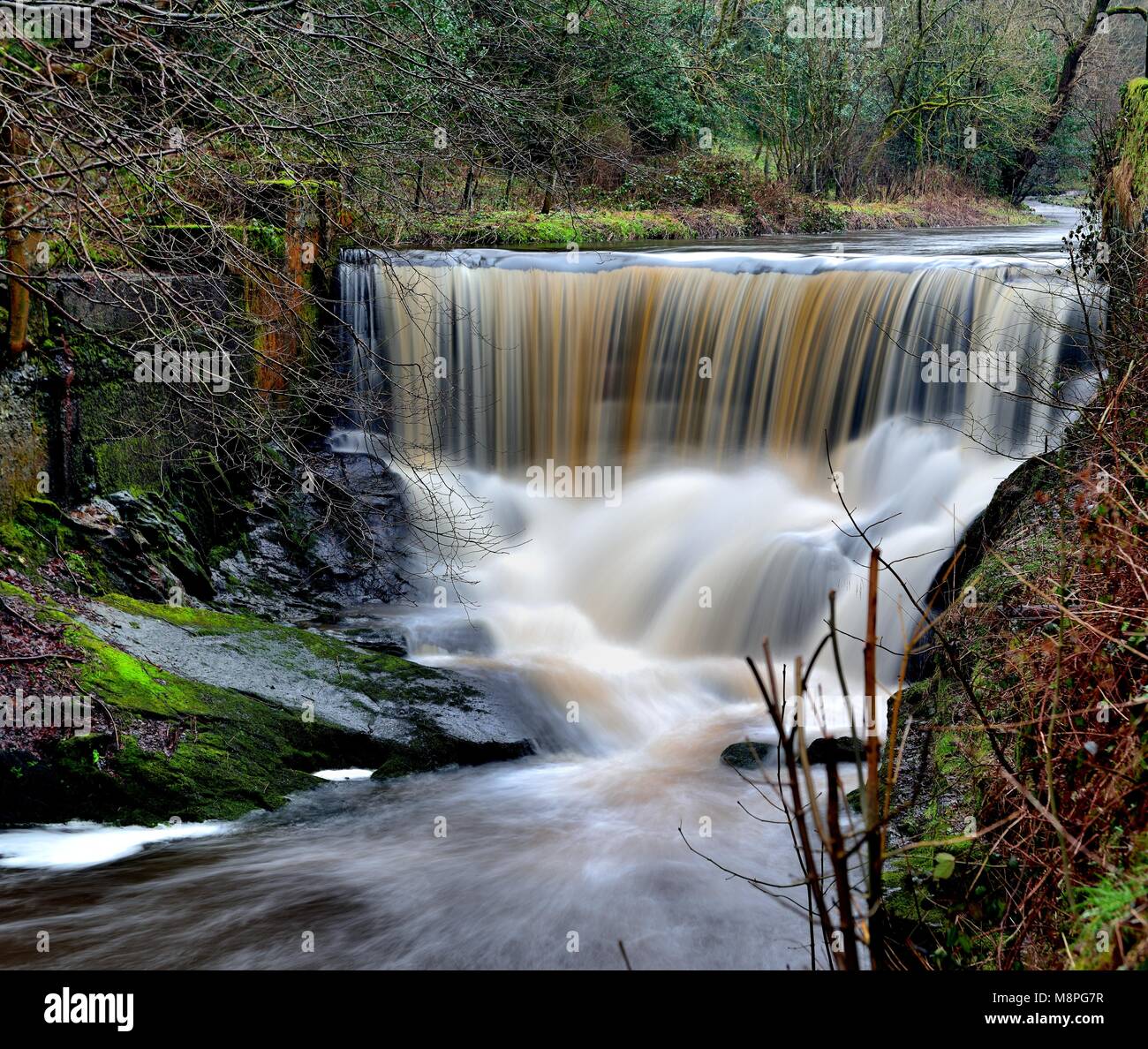 Fast flowing spring waterfalls Stock Photo - Alamy