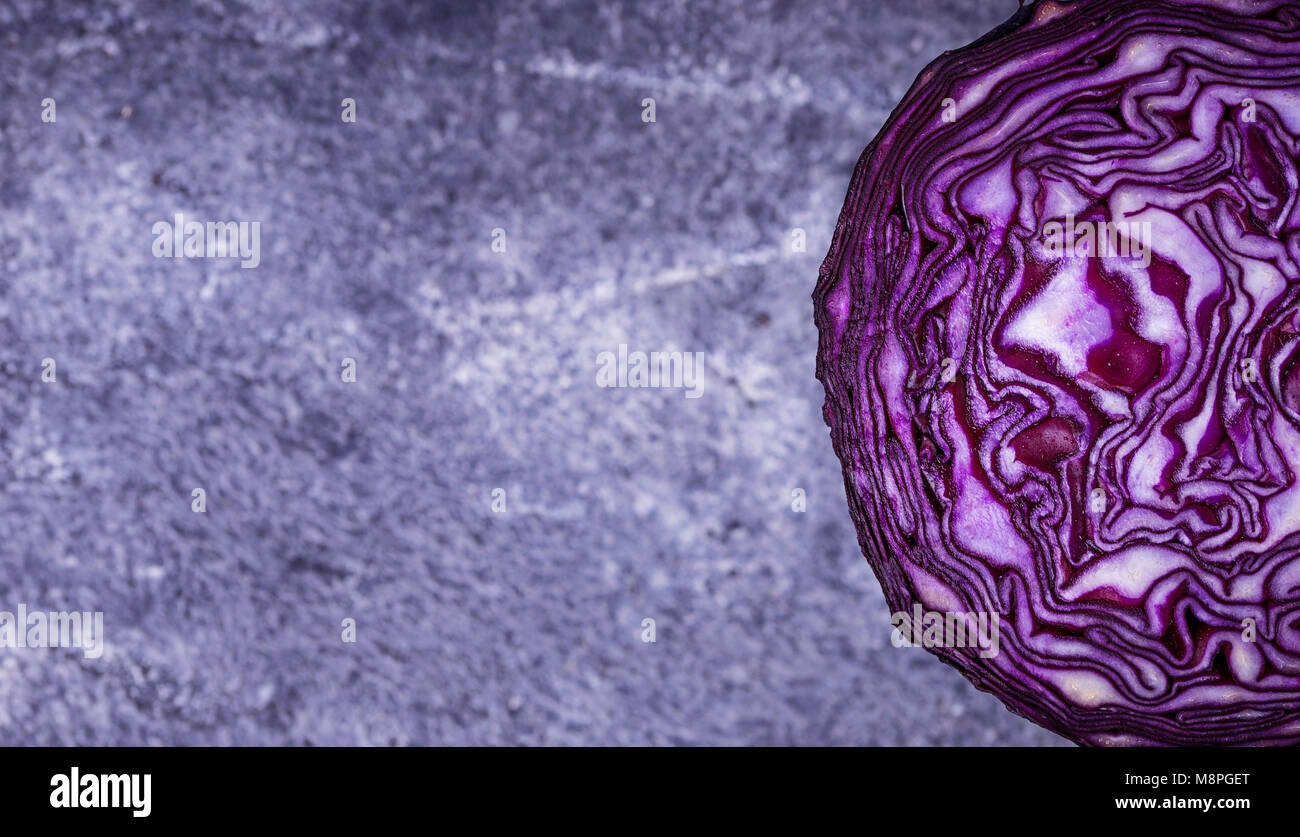 Cut red cabbage. Top view Stock Photo - Alamy
