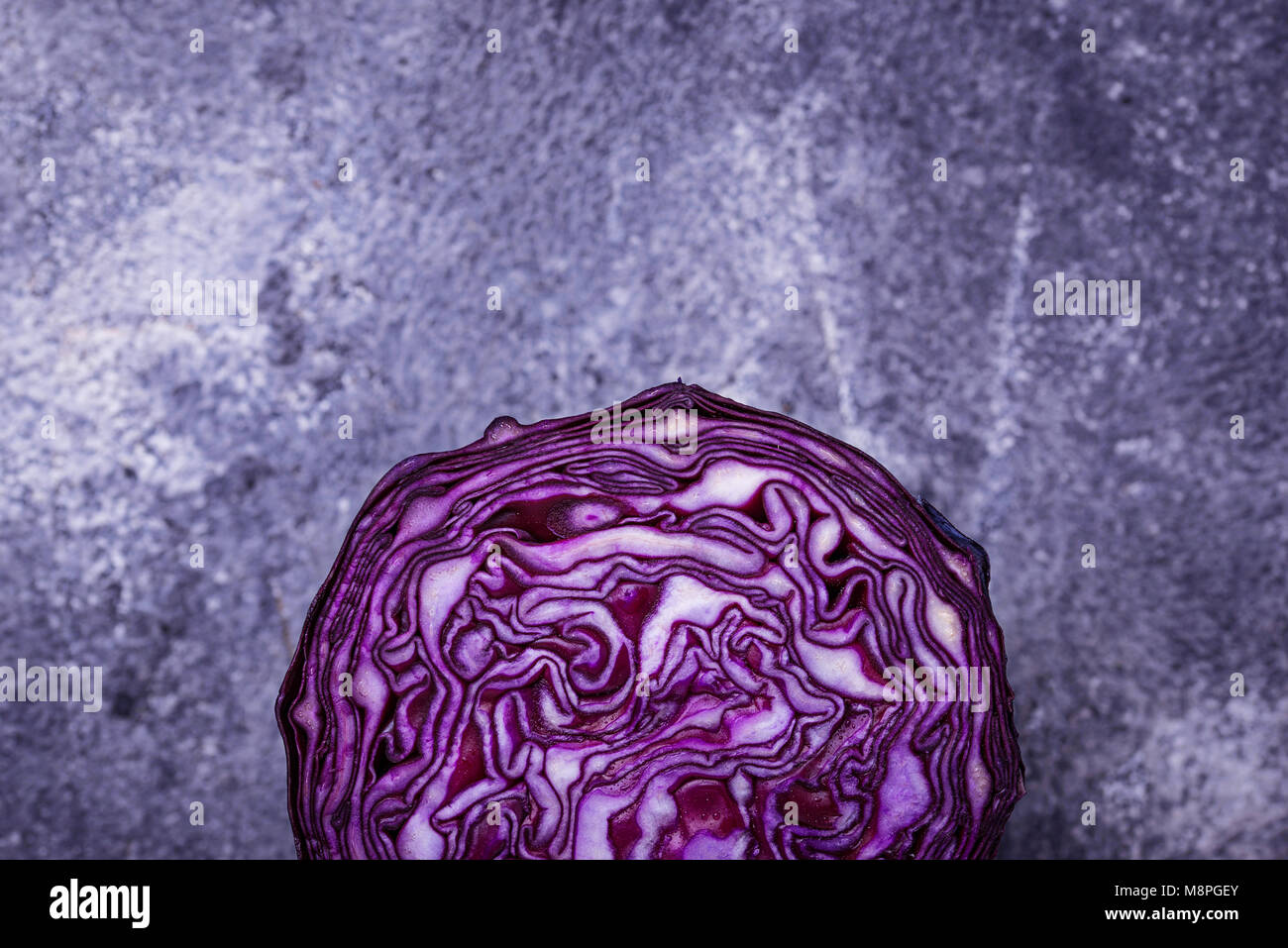 Cut red cabbage. Top view Stock Photo - Alamy