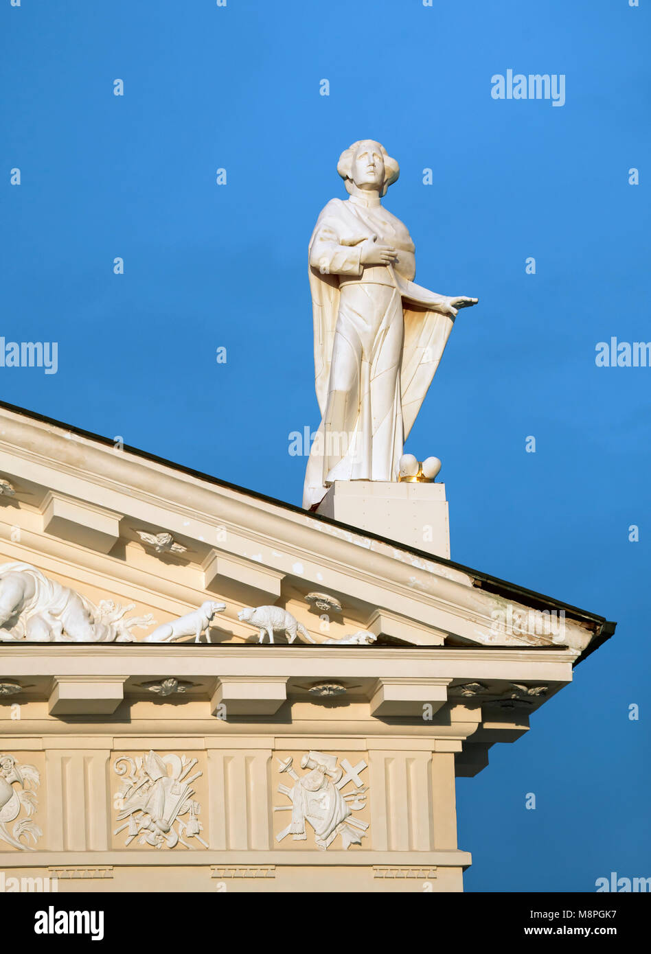 Statue of st. Casimir on the roof of the Vilnius cathedral of St ...