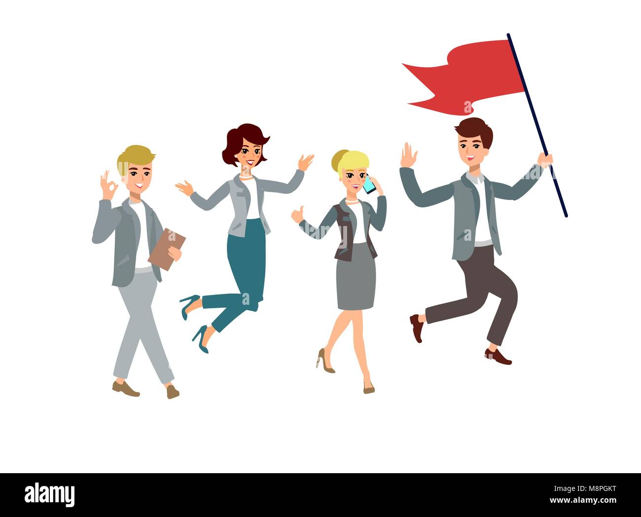 Vector illustration with cartoon characters. Team building. Leadership ...