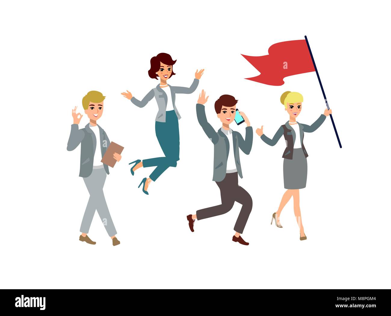 Vector illustration with cartoon characters. Team building. Leadership ...