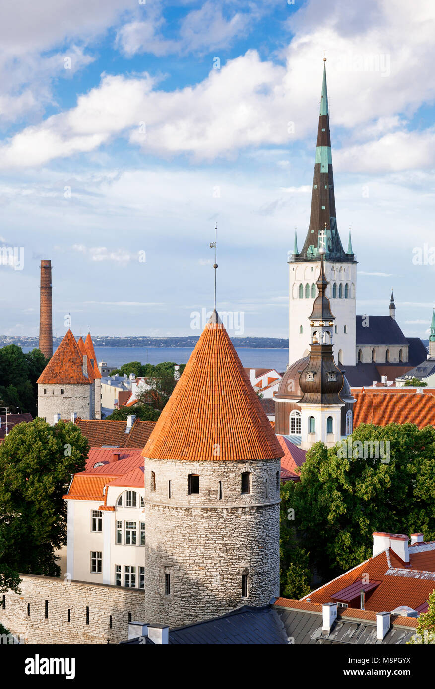 Aerial view of medieval center of Tallinn, capital of Estonia Stock ...