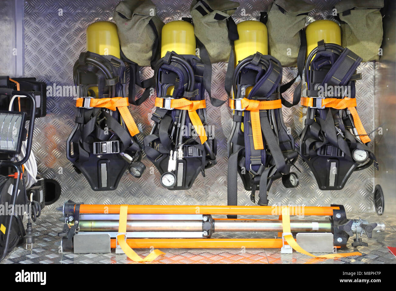 Self Contained Breathing Apparatus With Compressed Air in Firefighter ...