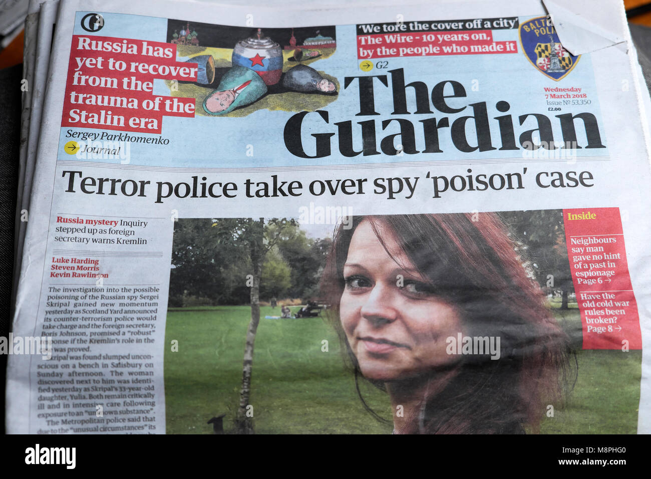 "Terror police take over spy 'poison' case" Yulia Skripal front page ...