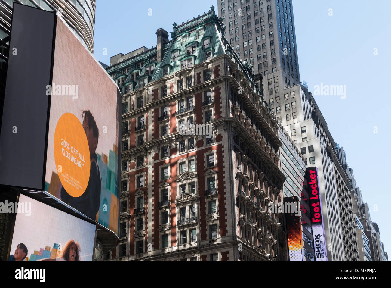 Contrasting Architecture in Times Square, NYC, USA Stock Photo - Alamy