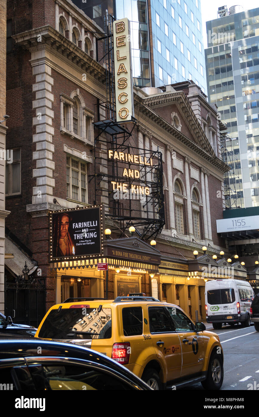 Belasco Theater Marquee Featuring "Farinelli and the King", NYC Stock ...