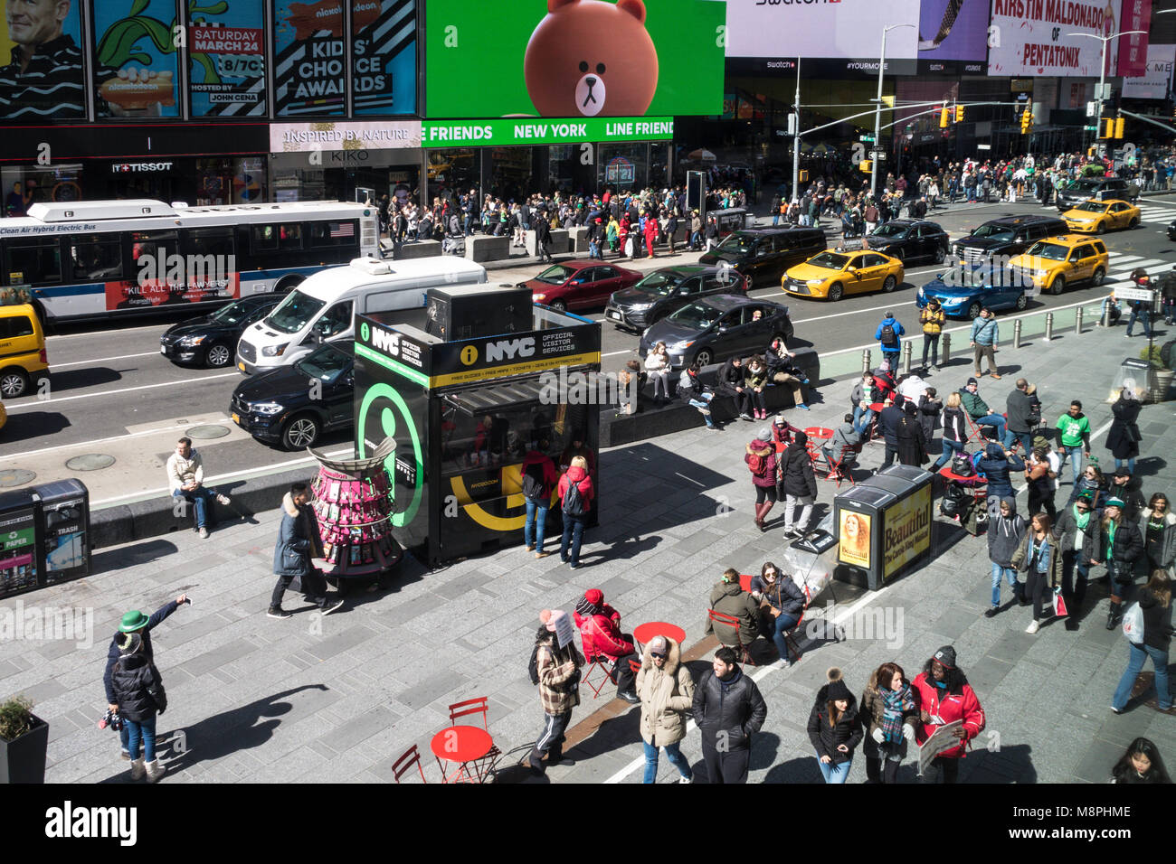 Times Square is colorful and busy, New York City, USA Stock Photo - Alamy