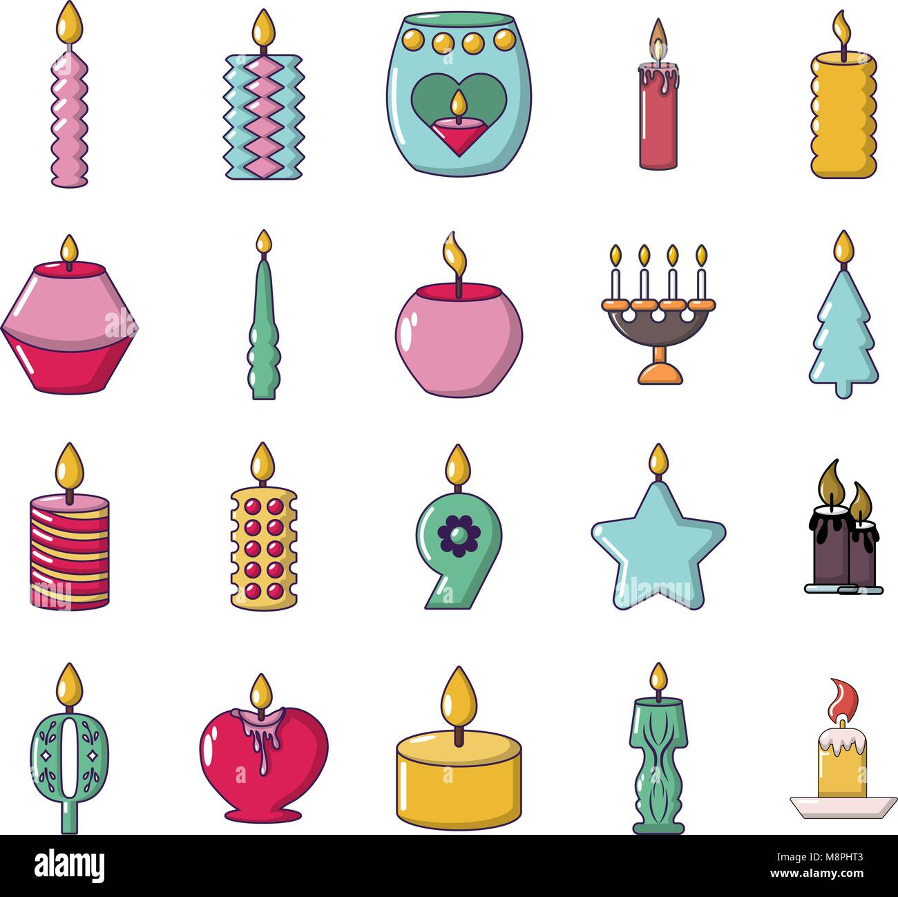 Candle icon set, cartoon style Stock Vector Image & Art - Alamy