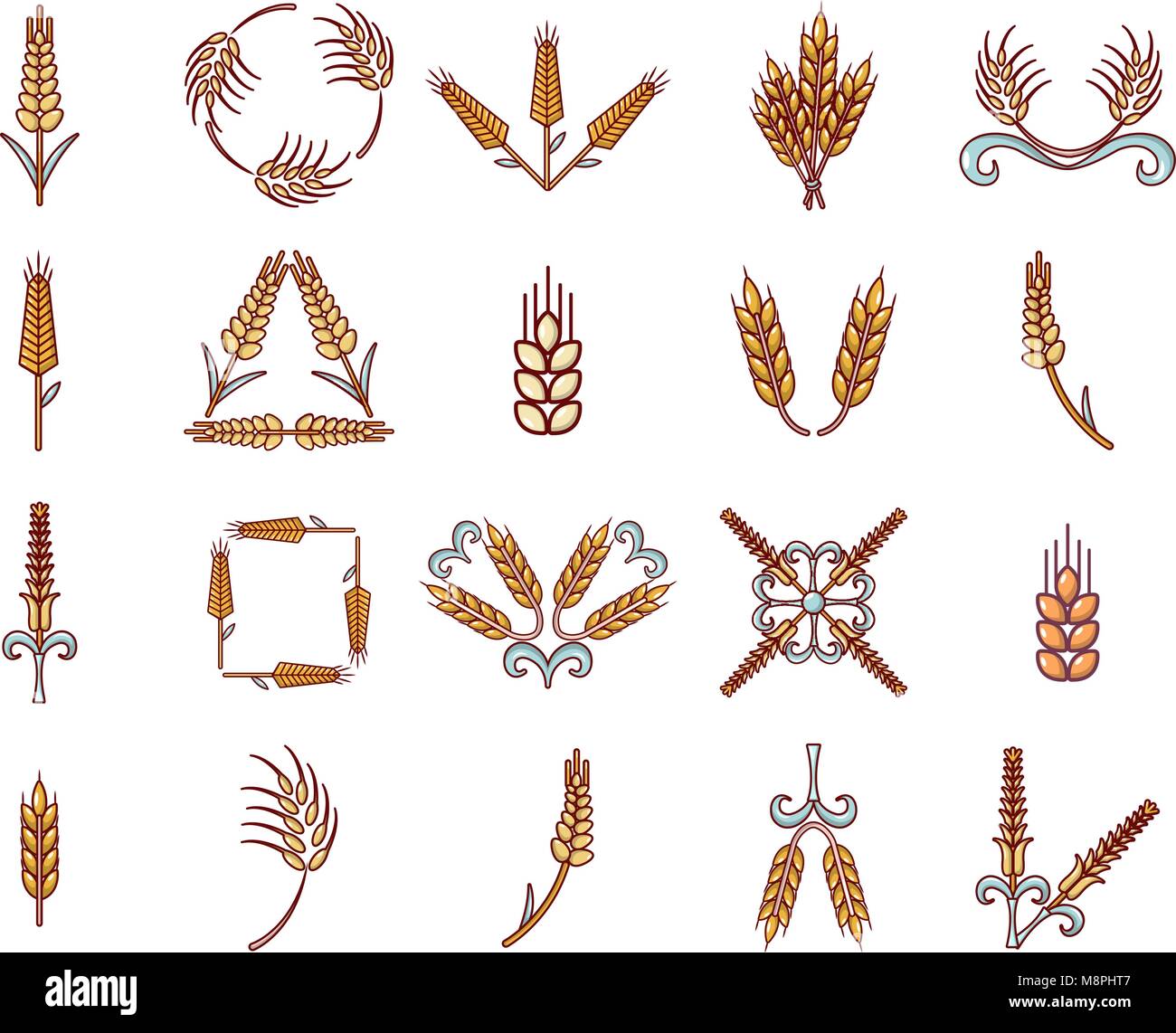 Wheat icon set, cartoon style Stock Vector Image & Art - Alamy