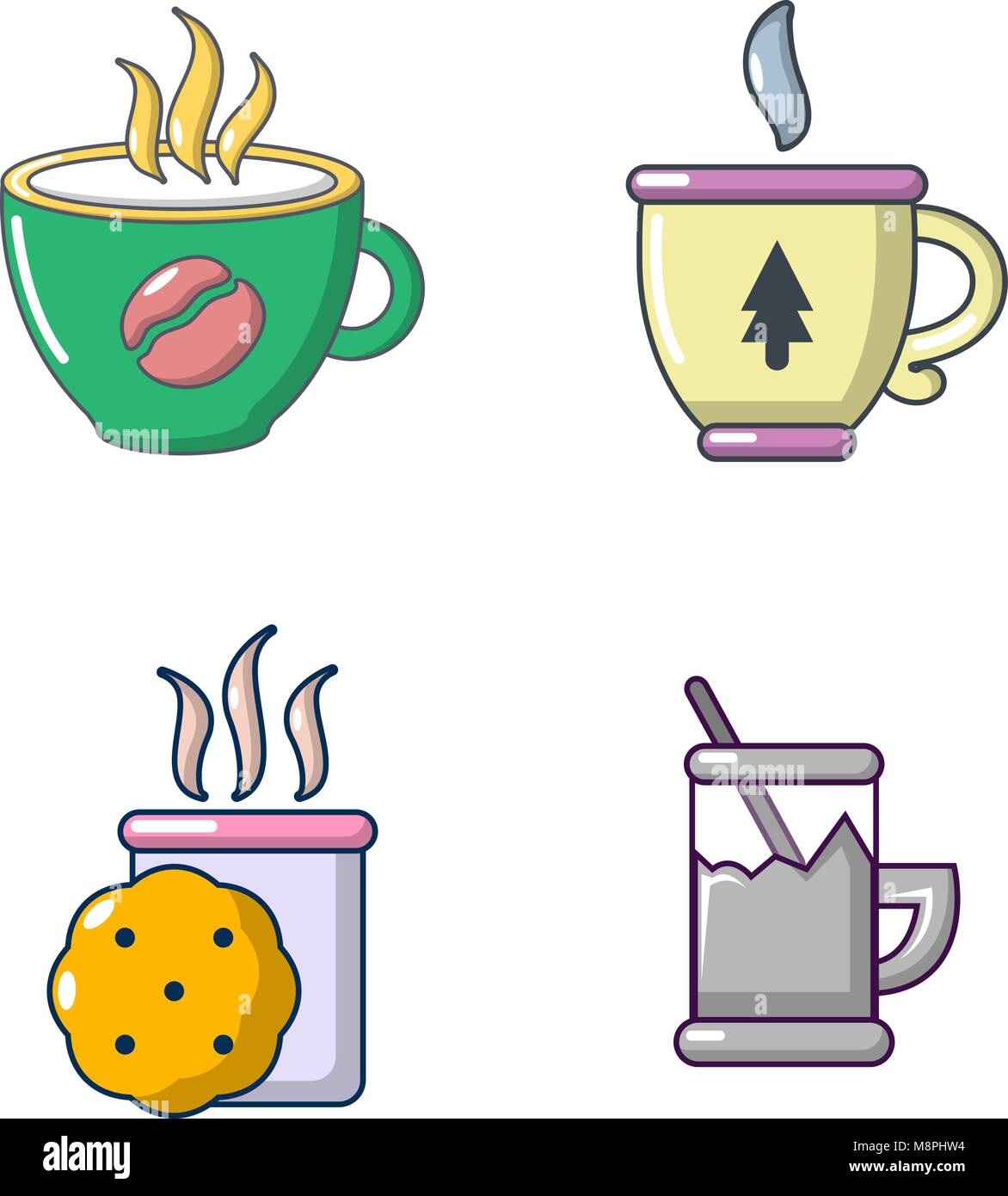 Tea cups icon set, cartoon style Stock Vector Image & Art - Alamy