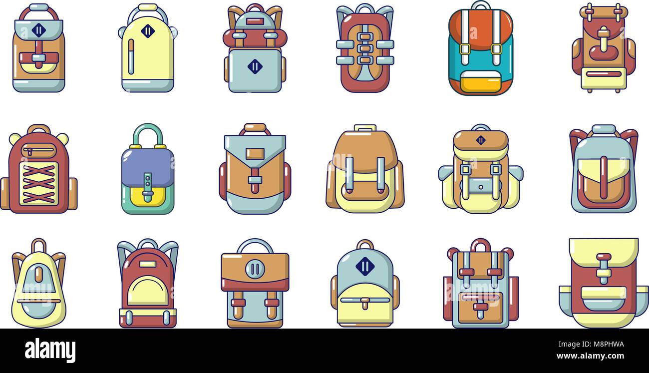 Backpack icon set, cartoon style Stock Vector Image & Art - Alamy