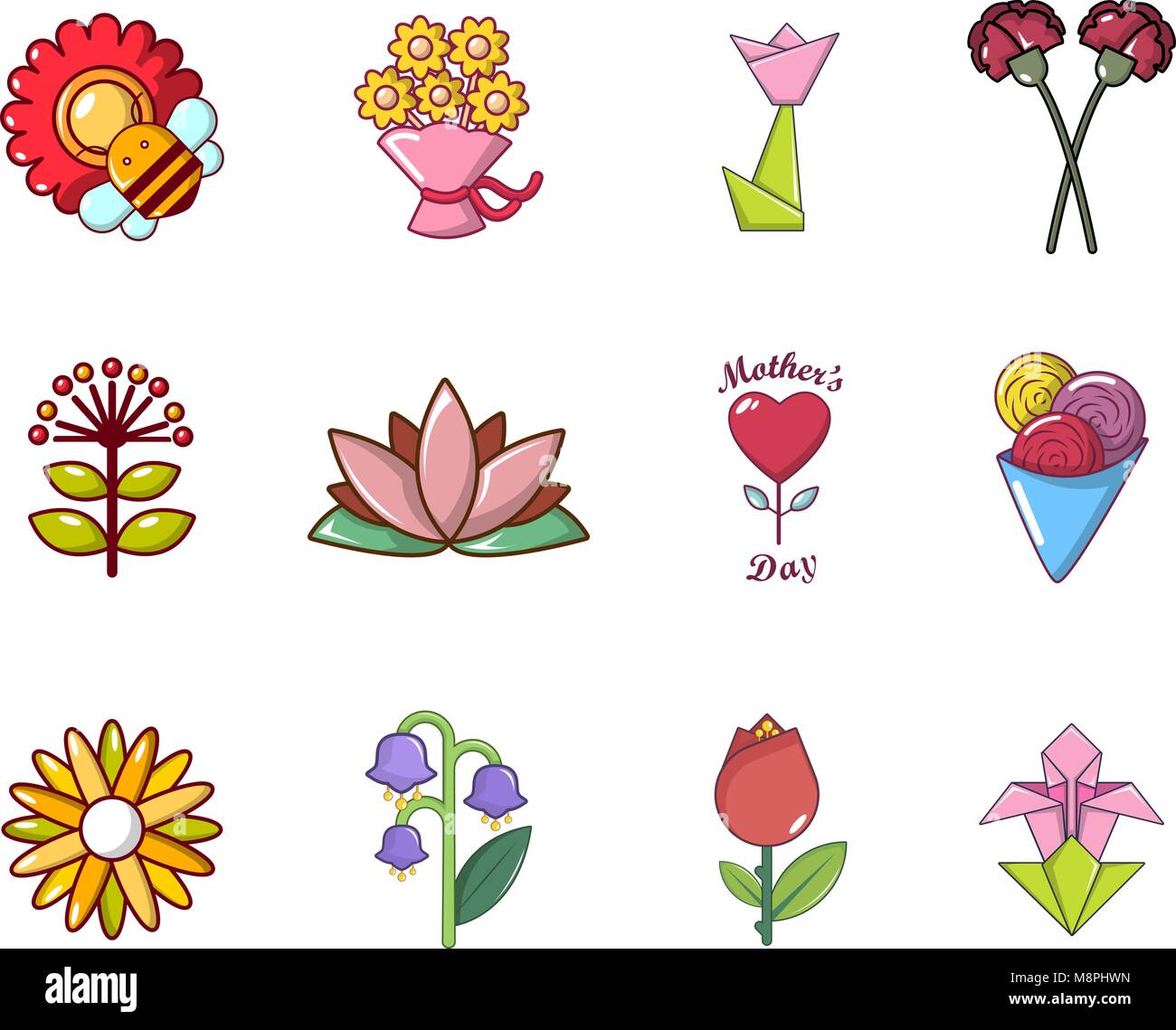 Flower icon set, cartoon style Stock Vector Image & Art - Alamy
