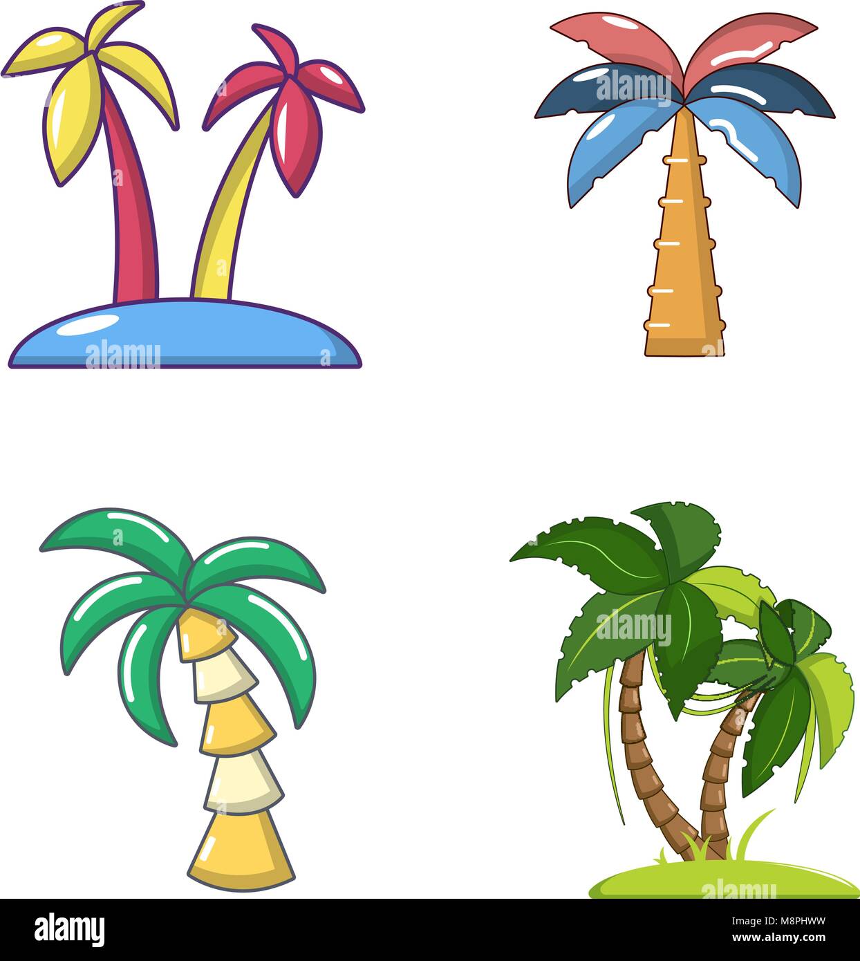 Palm tree icon set, cartoon style Stock Vector Image & Art - Alamy