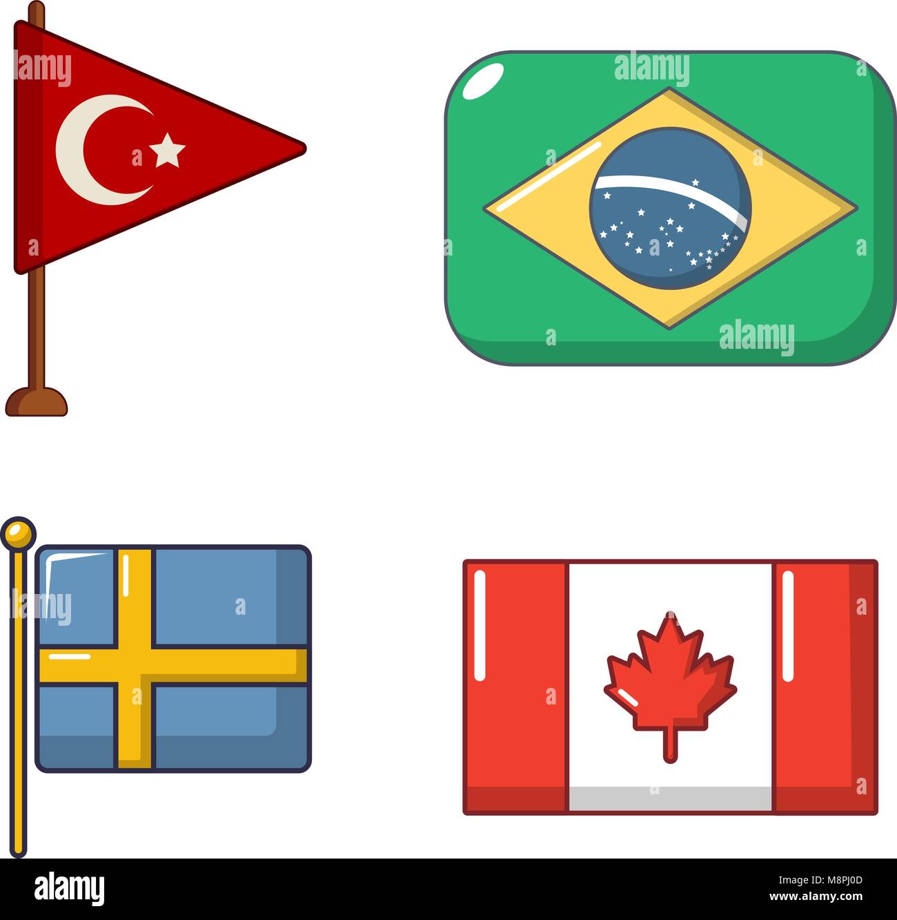 Country flag icon set, cartoon style Stock Vector Image & Art - Alamy