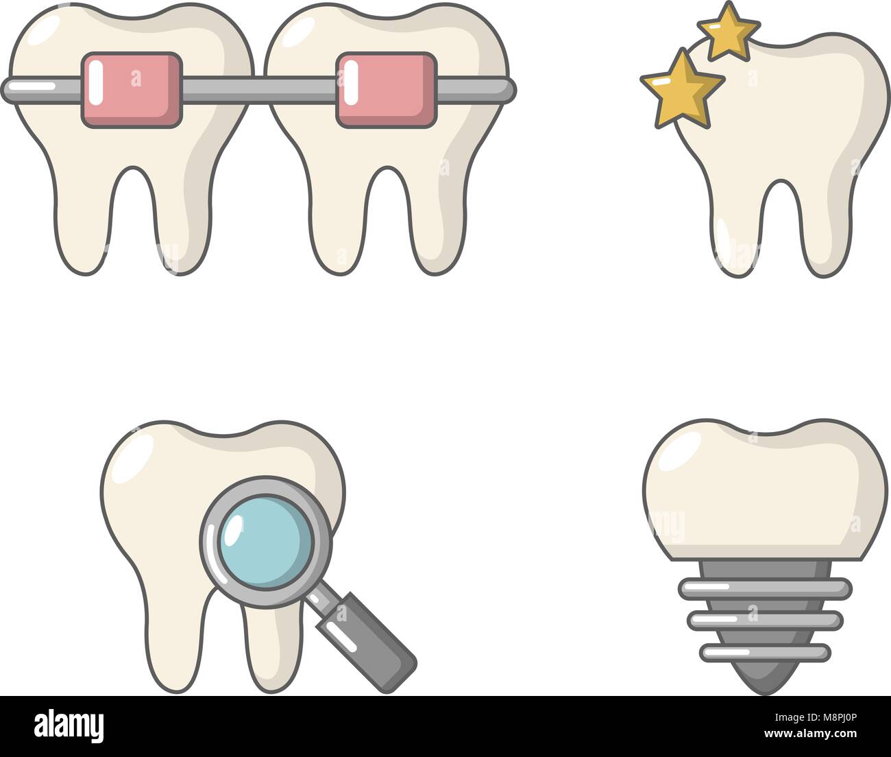 Tooth icon set, cartoon style Stock Vector Image & Art - Alamy