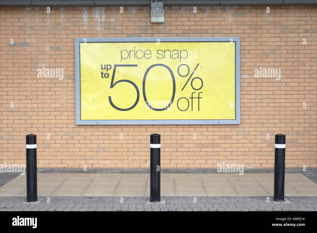 Sale sign shopping mall shop wall half price off bargain for shoppers ...
