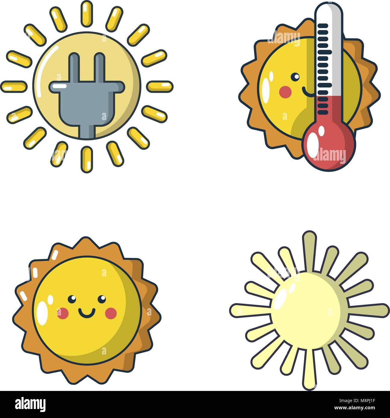 Sun icon set, cartoon style Stock Vector Image & Art - Alamy