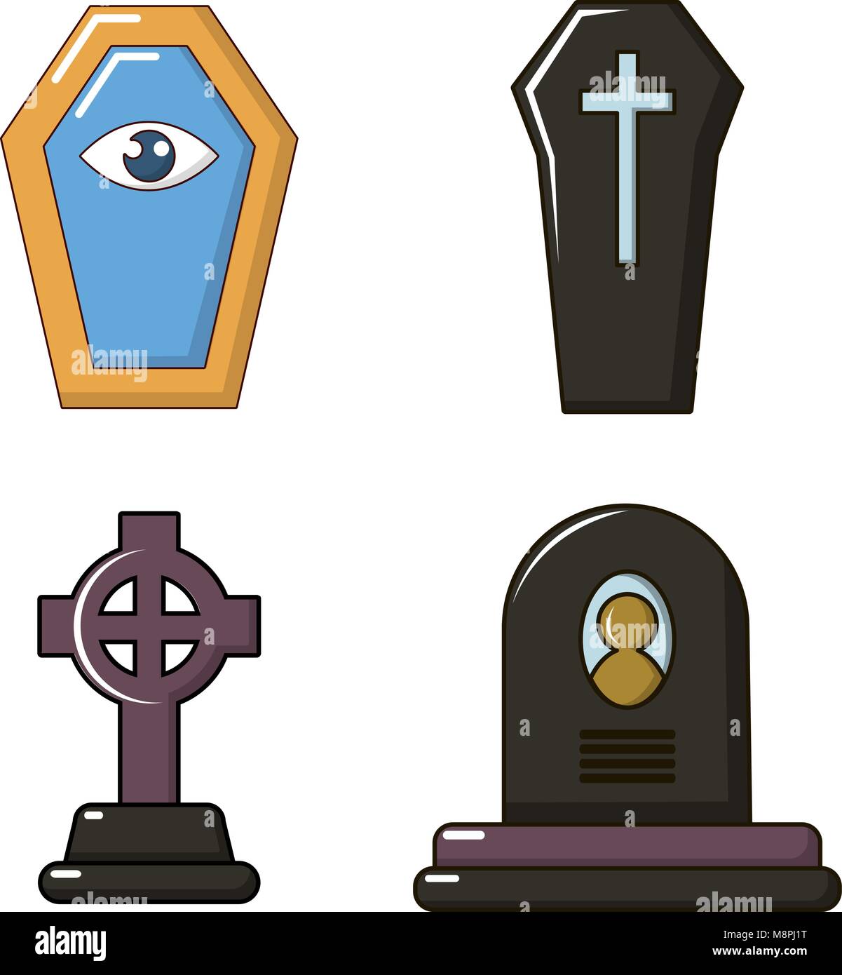 Grave icon set, cartoon style Stock Vector Image & Art - Alamy