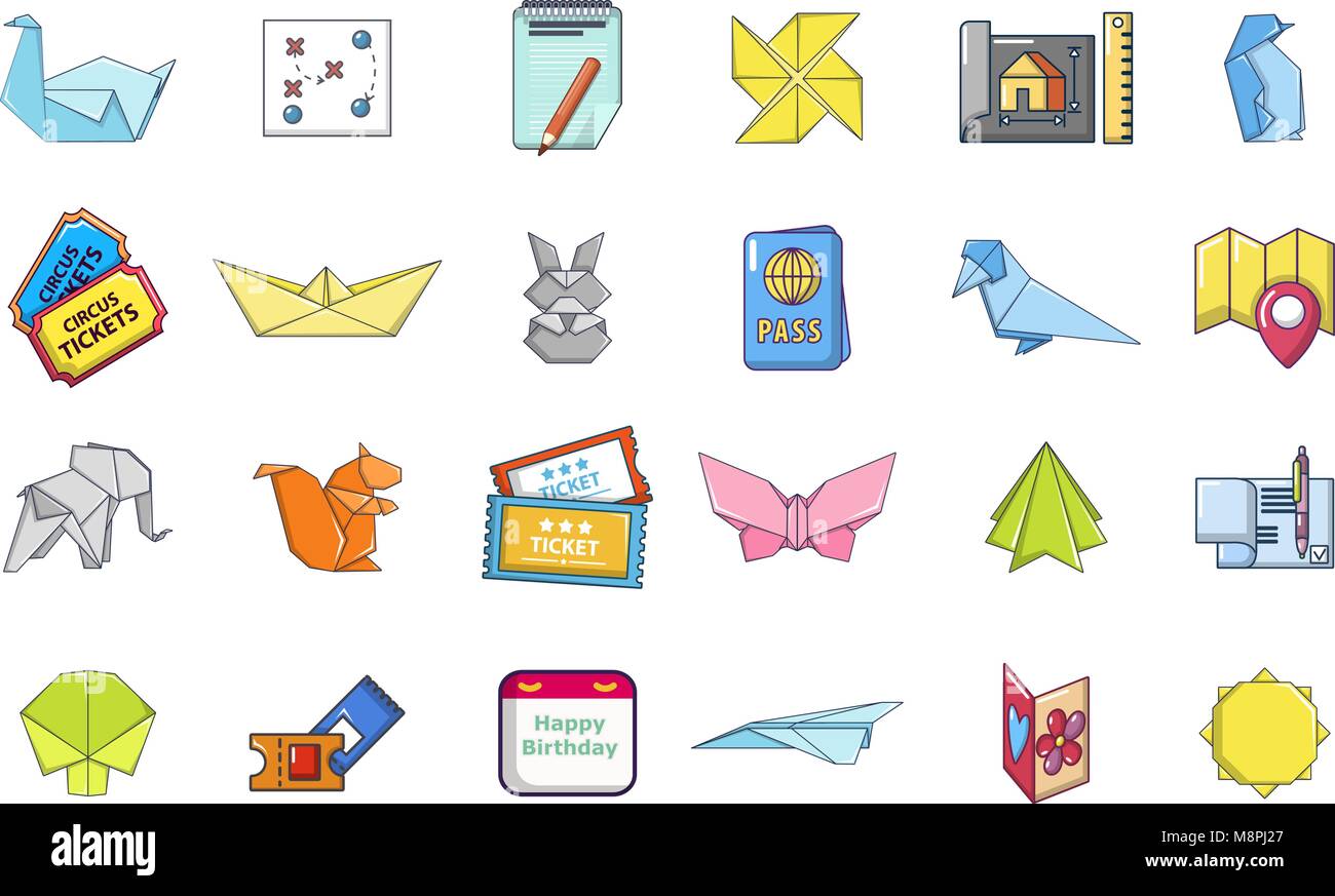 Paper object icon set, cartoon style Stock Vector Image & Art - Alamy