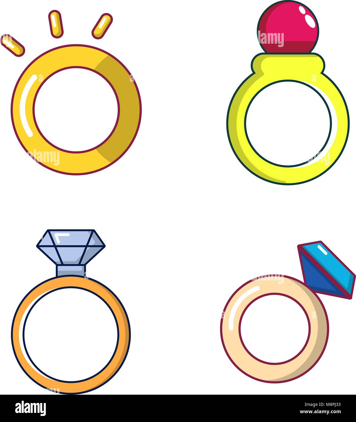 Ring icon set, cartoon style Stock Vector Image & Art - Alamy