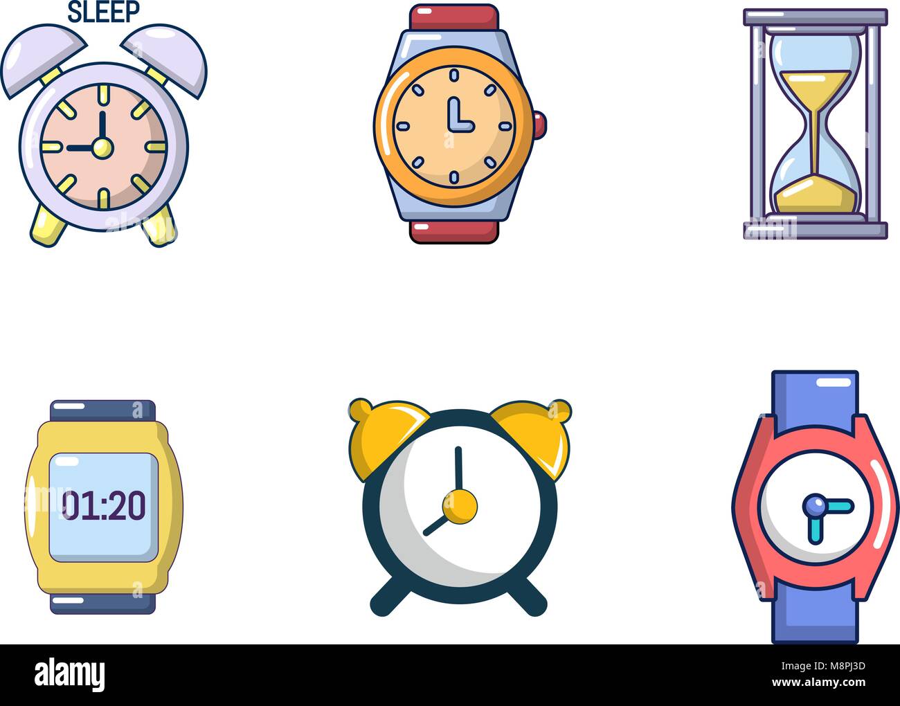 Clock icon set, cartoon style Stock Vector Image & Art - Alamy