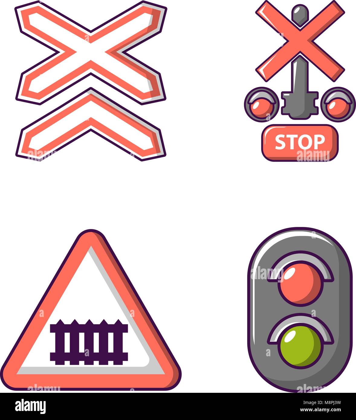 Road sign icon set, cartoon style Stock Vector Image & Art - Alamy